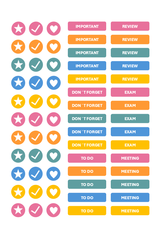 Lámina de stickers en inglés recordatorios – Scriptura Papelería